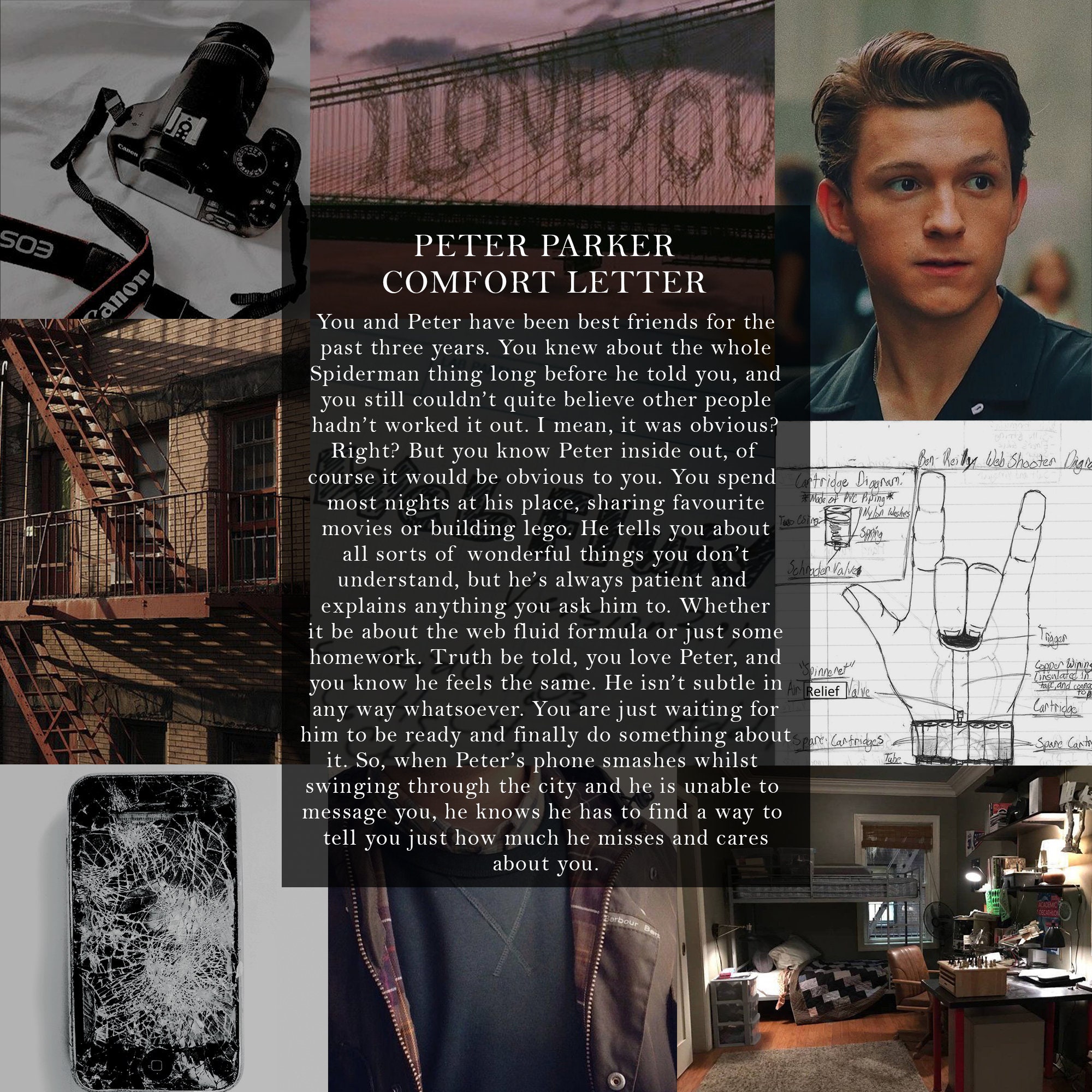 PETER PARKER Comfort Character Digital Letter "i Broke My Phone." - Etsy