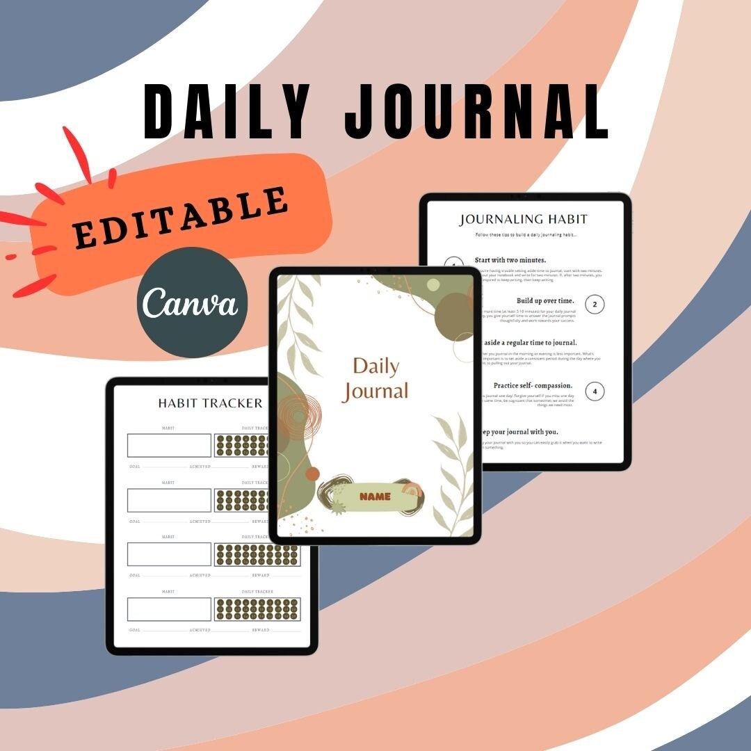 Daily Journal Template | Editable Daily Journal | Daily Journal Canva ...
