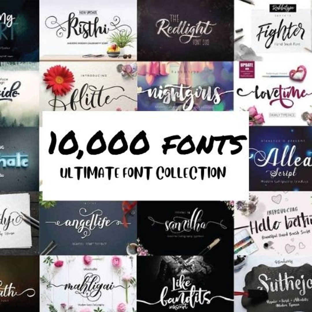 10,000 Biggest Font Collection Bundle | Mixed Premium and Free Font ...