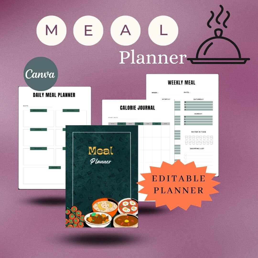 Meal Planner Canva Template | Meal Planner Template Canva | Meal ...