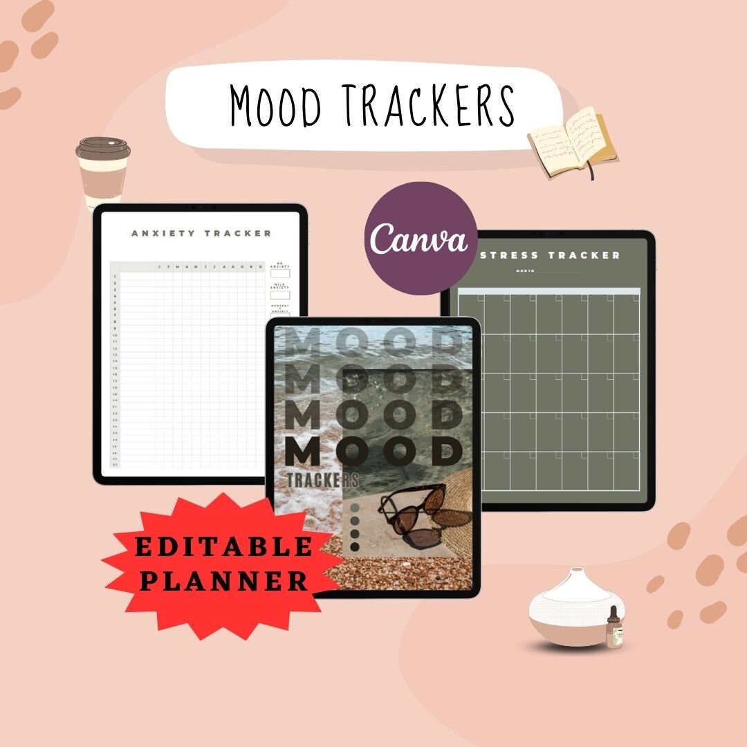 Mood Tracker Bundle | Digital Mood Tracker Set | Customizable Mood ...