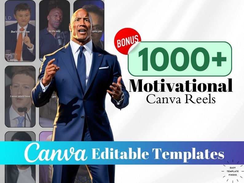 1000 Canva Motivational Reels | Motivational Video Bundle | Editable Short Videos | Motivational ...