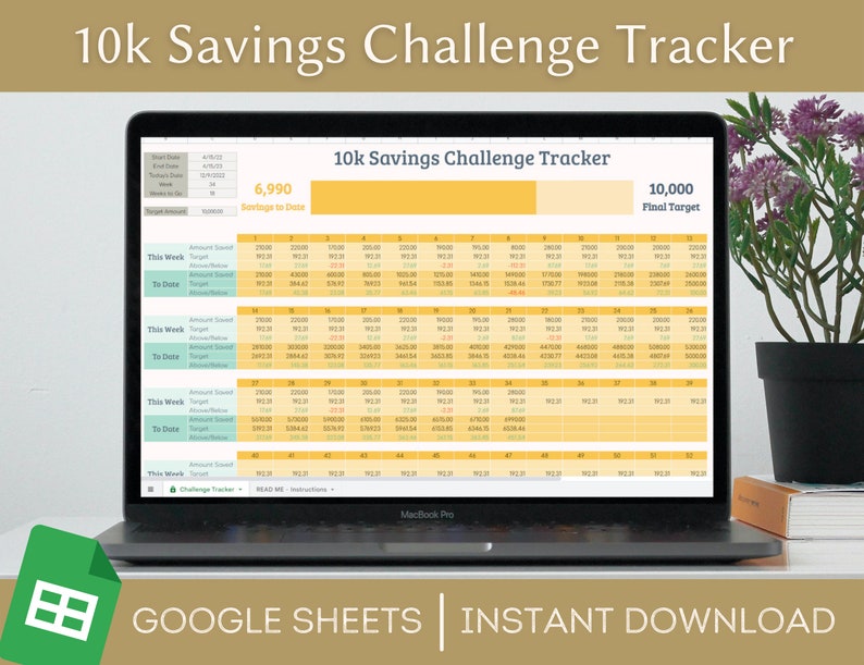 10k Savings Challenge Tracker, 10000 Challenge Google Sheet, Saving ...