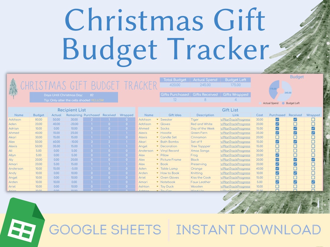 Christmas Gift Budget Tracker - Editable Christmas Budget Spreadsheet ...