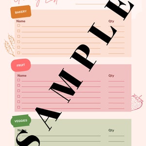 Weekly Grocery List Printable Digital Download / Digital Use on ...