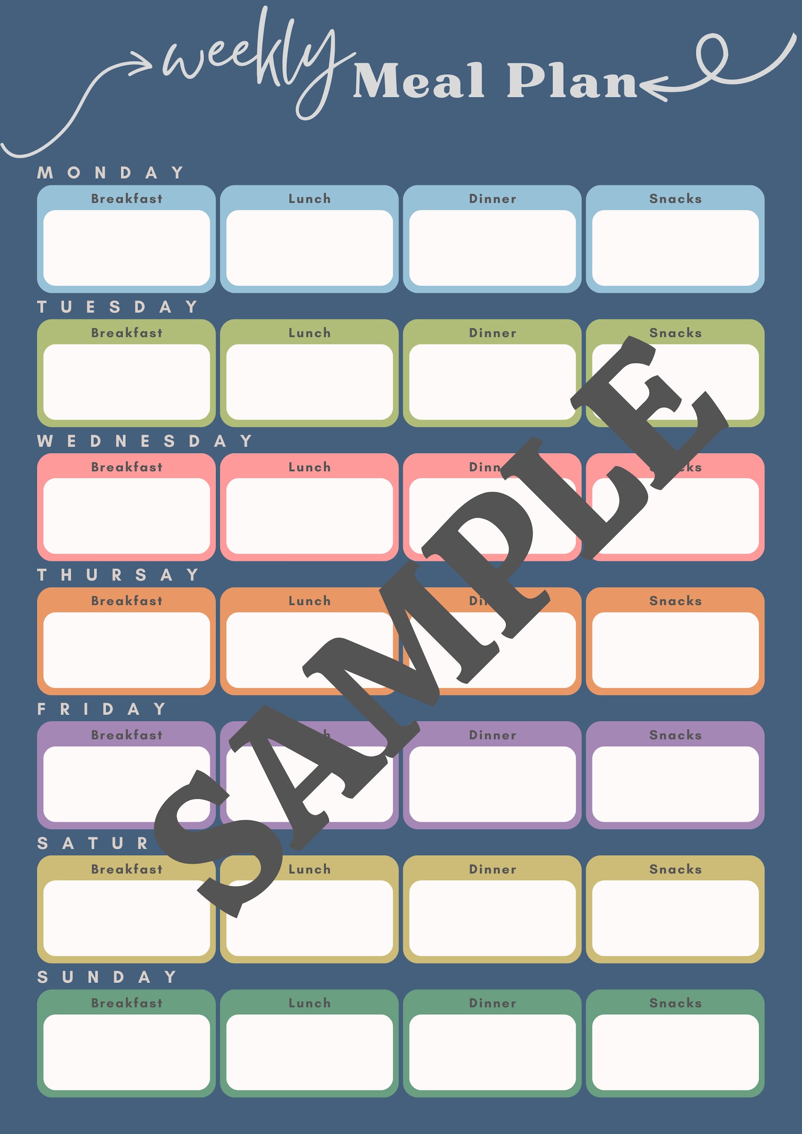 Weekly Meal Plan and Grocery List - Printable or Digital - Organiser ...