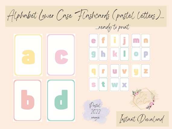 Alphabet Pastel Flashcards Lower Case Pastel Letters - Etsy