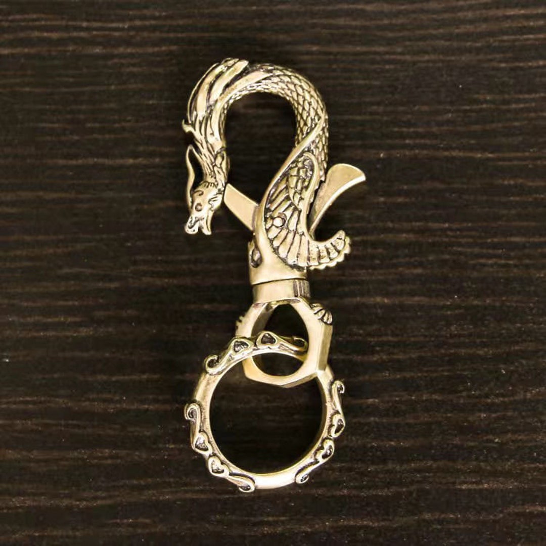 Solid Brass Dragon Head Car Keychain Bottle Opening Device - Etsy