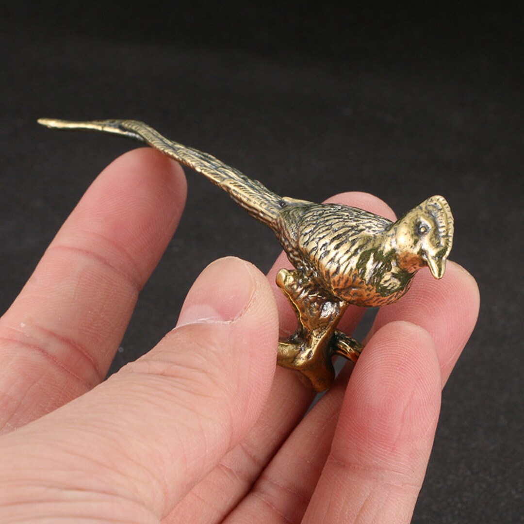 Pure Brass Long-tailed Pheasant, Living Room Office Desktop Tea Pet ...