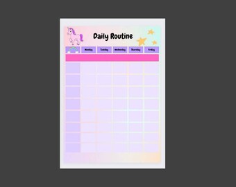 Unicorn Printable Daily Routine Chart, Daily Routine Chart for Kids ...