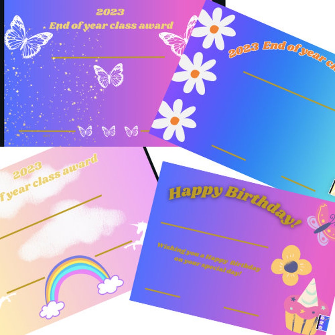 Certificates for Butterfly, Unicorn and Flower Lovers - Etsy