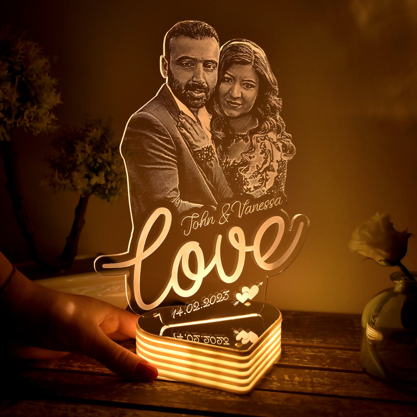 Personalized Photo Led Night Lamp, Photo From 3D Led Lamp, Acrylic ...