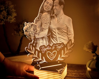 Personalized Photo Led Night Lamp, Photo From 3D Led Lamp, Acrylic ...