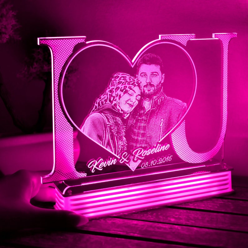 Personalized Photo Led Lamp, Custom Night Light for Couple, First ...