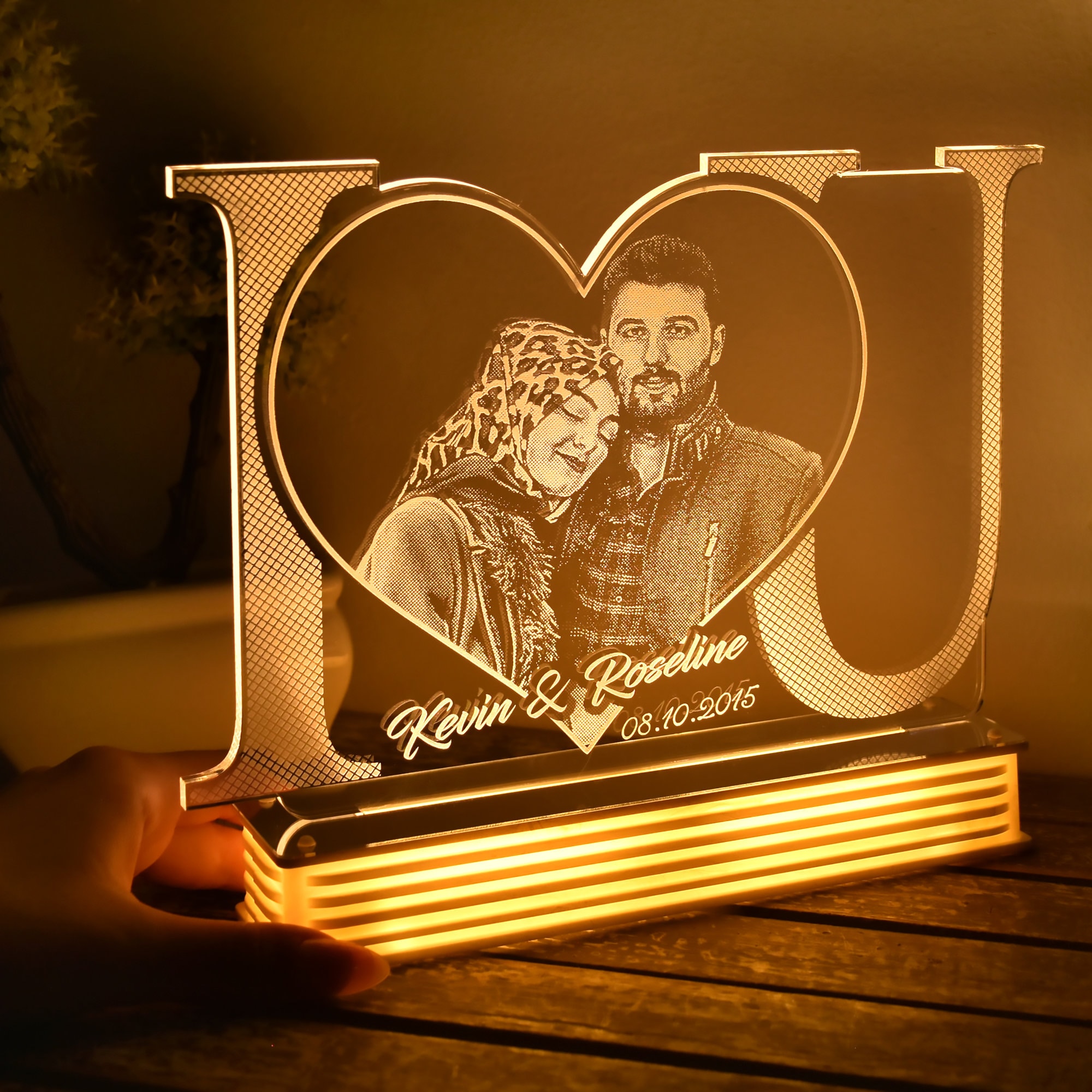 Personalized Photo Led Lamp, Custom Night Light for Couple, First ...