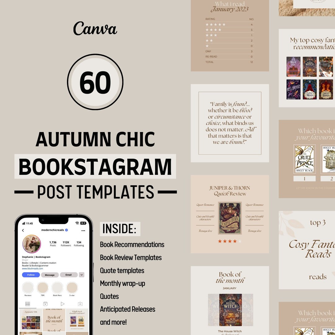 Bookstagram Post Templates | Instagram Post Templates | Cosy | Chic ...