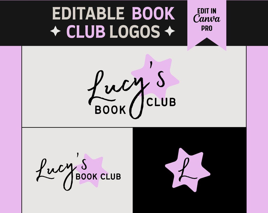 Editable Book Club Logo | Canva Customisable Book Club Logo Design - Etsy