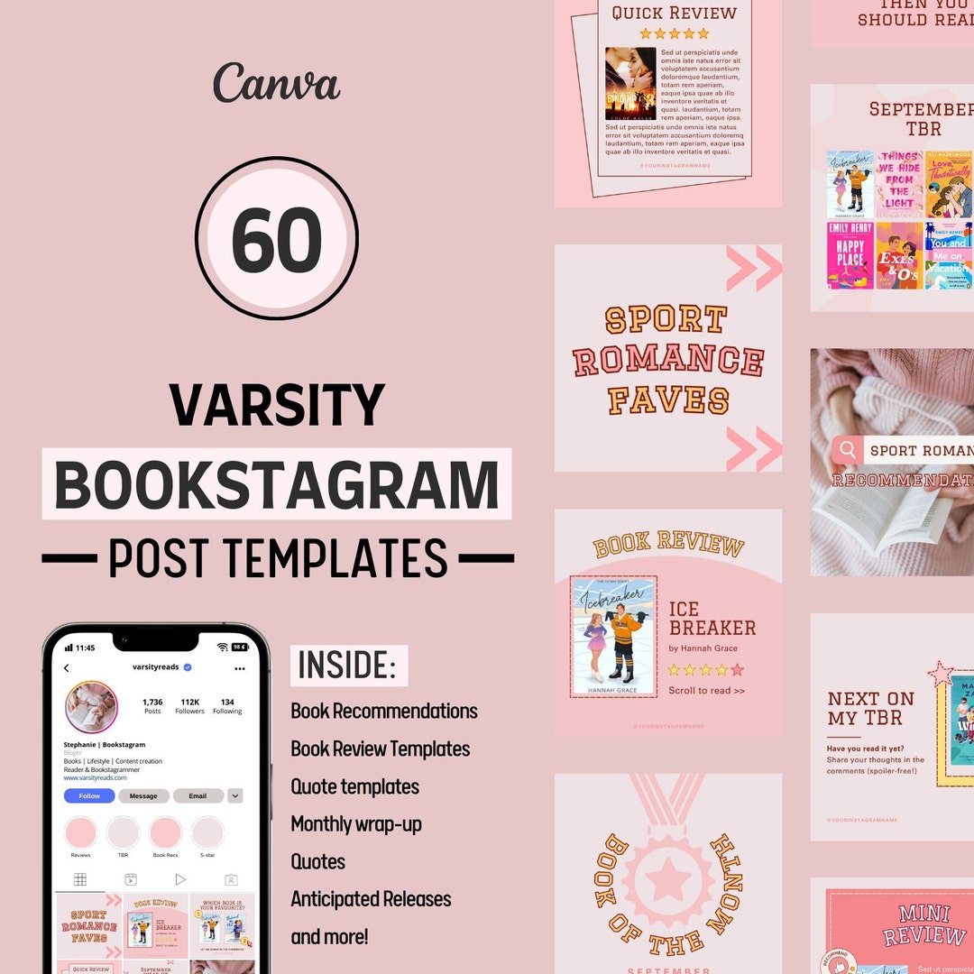 Bookstagram Post Templates | Instagram Post Templates | Varsity | Sport ...