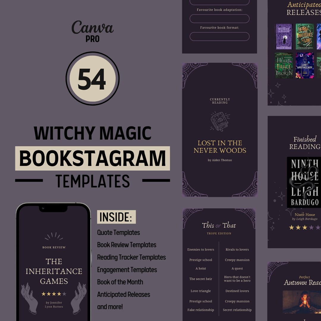Bookstagram Templates | Instagram Story Templates | Cosy | Witchy ...