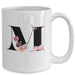 Large Letter M Coffee Mug, Alphabet Mug, Flower Letter Mug, Letter M ...