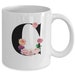 Large Letter C Coffee Mug, Alphabet Mug, Flower Letter Mug, Letter C ...