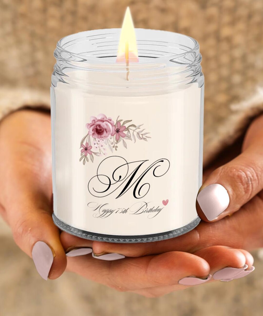 M Monogram 75th Candle, 75th Birthday Gift, 75 Years, M Initial ...