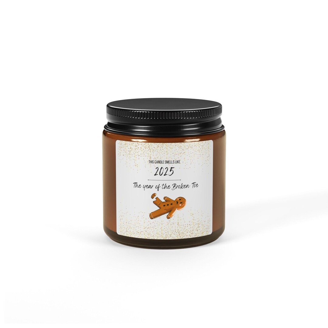 Broken Toe Gift Candle, 2025 Gingerbread Man Candle, Amber Jar, Soy ...