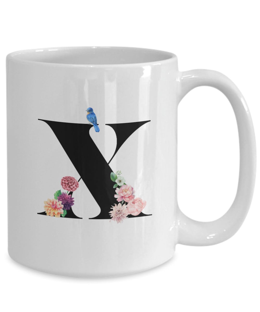 Large Letter X Coffee Mug, Alphabet Mug, Flower Letter Mug, Letter X ...