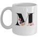 Large Letter M Coffee Mug, Alphabet Mug, Flower Letter Mug, Letter M ...