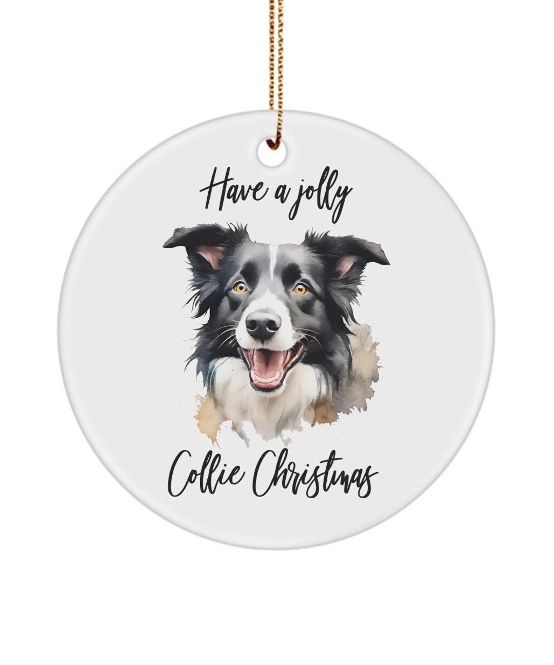 Collie Christmas Ornament, Border Collie Gift, Jolly Collie Christmas ...