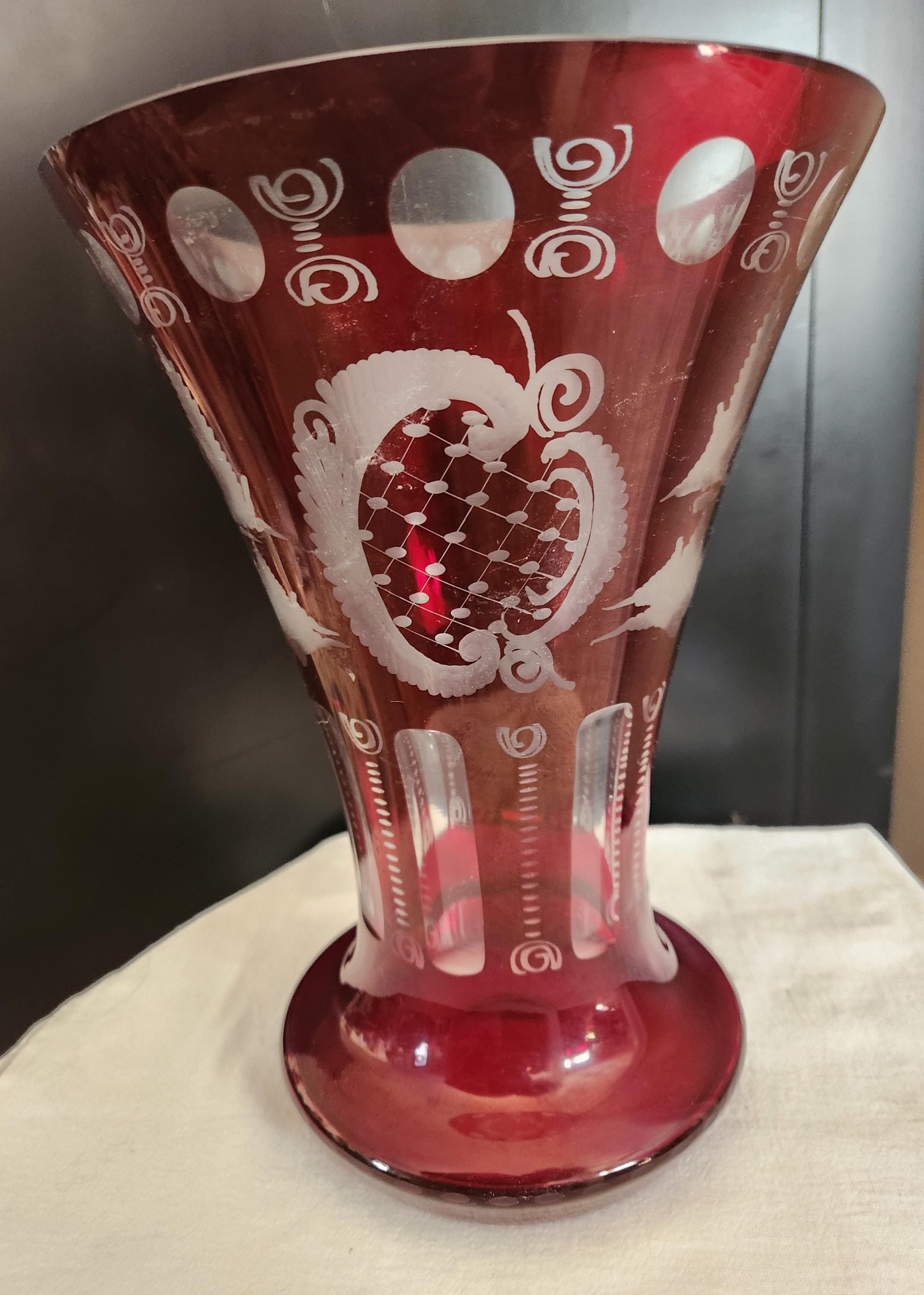 1920's Ruby Red Bohemian Czech Art Glass, Designed by Egermann From ...