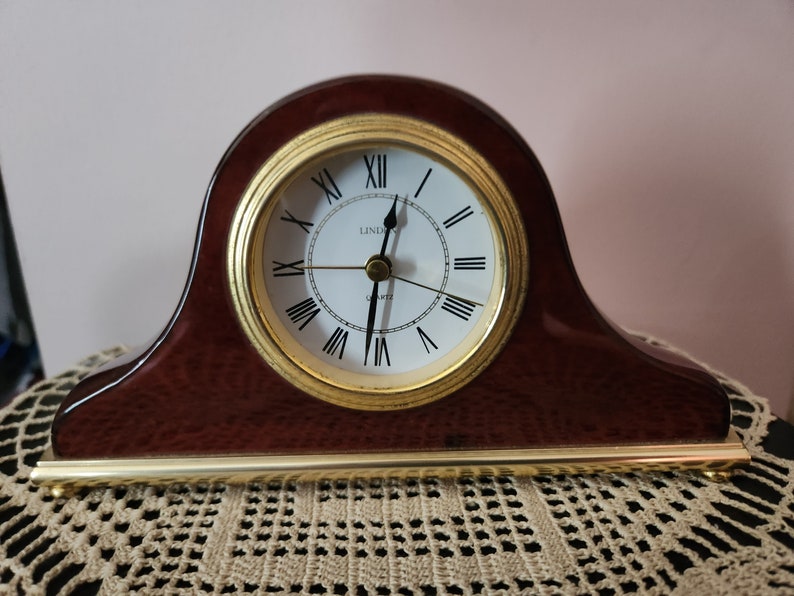 Linden Quartz Solid Wood Mantel Clock With Alarm & Brass Base /trim - Etsy