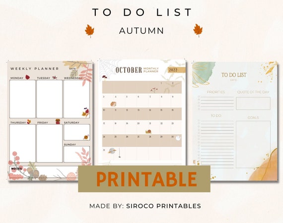 Office Calendar Autum Planner Work From Home Daily - Etsy