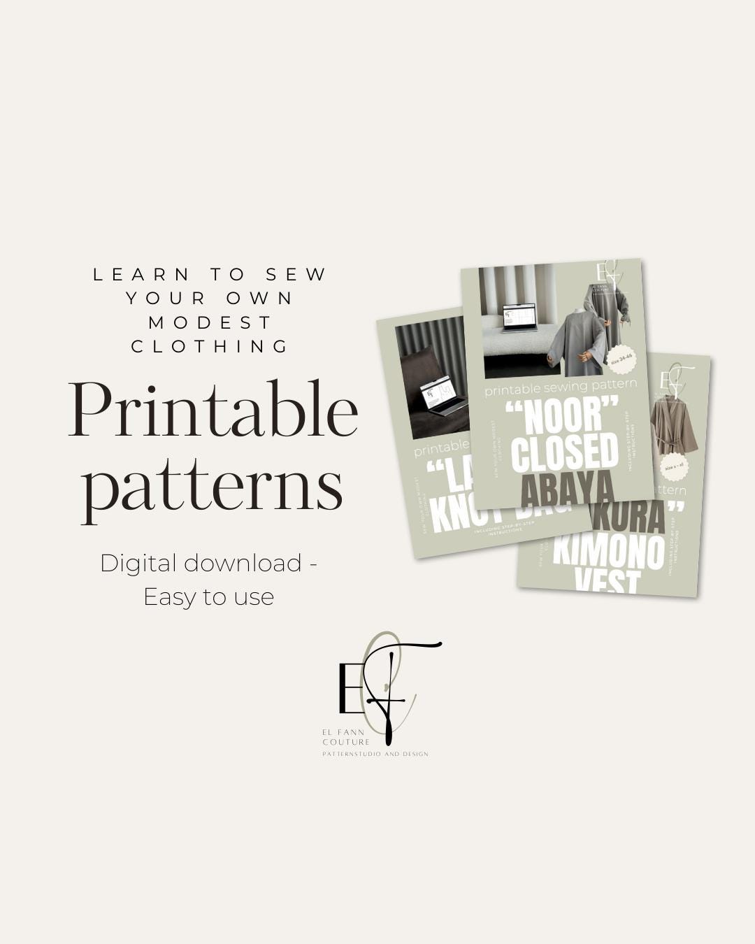 Abaya Sewing Pattern PDF Download – Amara Abaya, Easy Beginners and ...