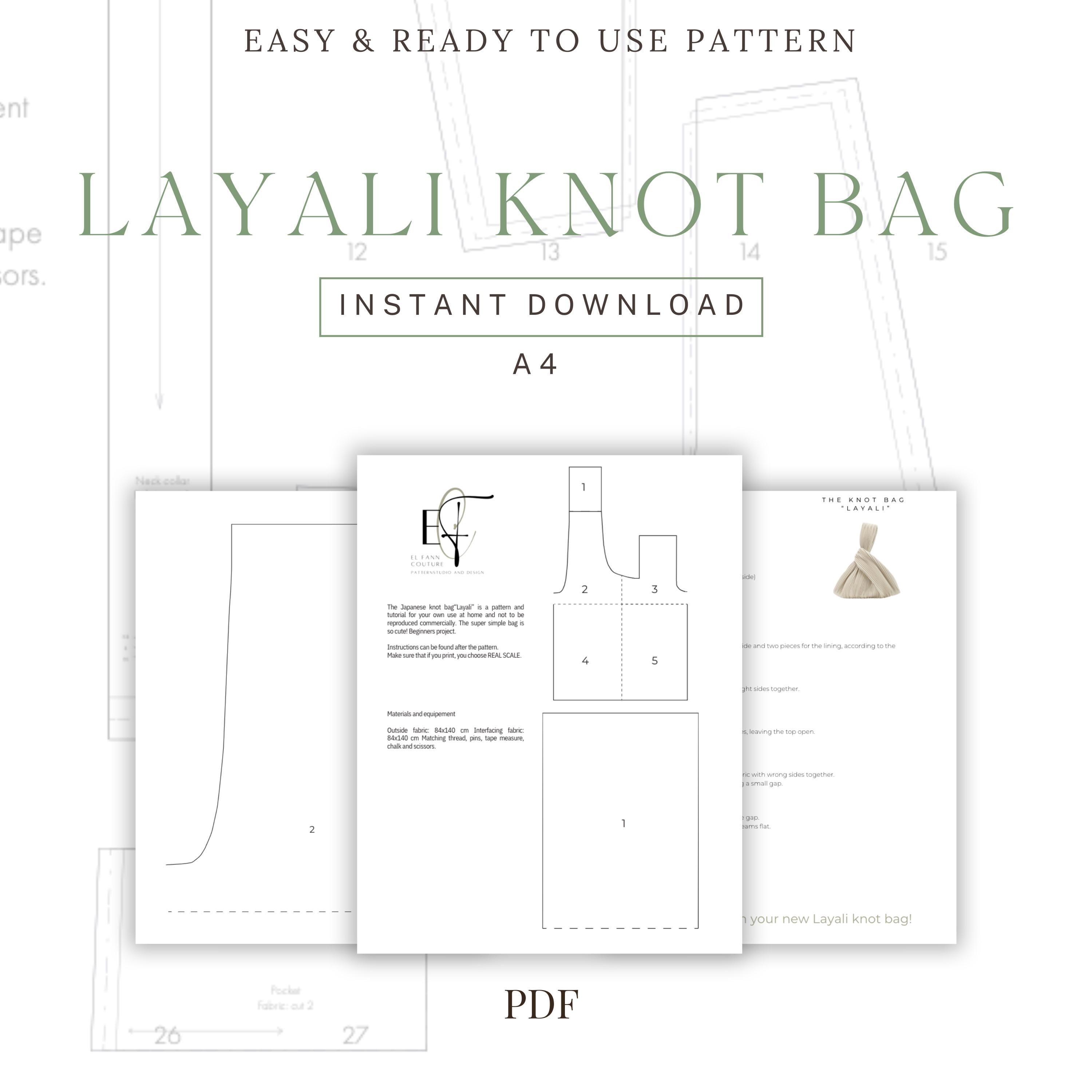 Japanese Knot Bag Sewing Pattern PDF Download – Minimalist Bag Pattern ...