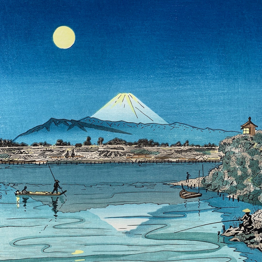 Okada Koichi: moon Over Tama River - Etsy