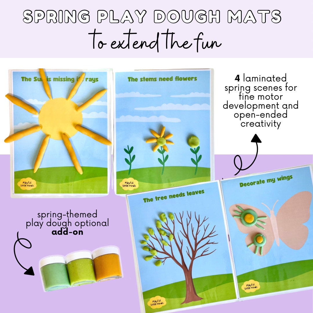 Spring-themed Play Dough Learning Mats - Etsy