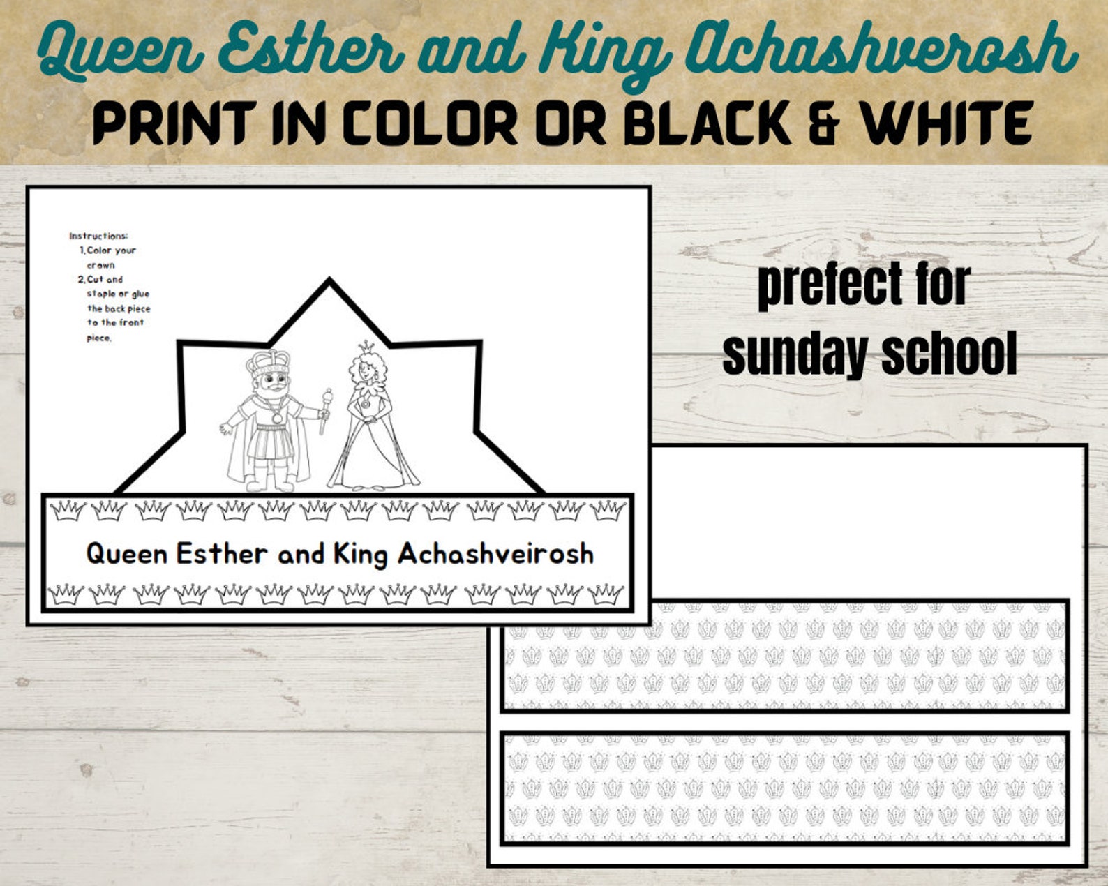 Queen Esther, Paper Crown Activity, Printable, Bible Craft for Kids ...