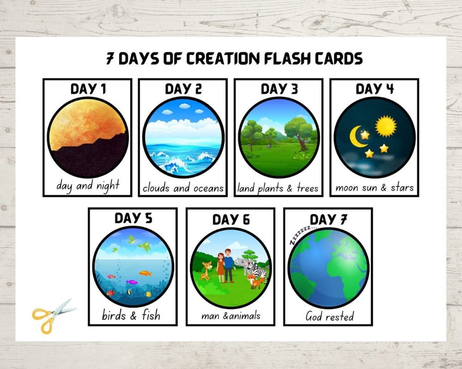 7 Days of Creation Flash Cards, Genesis, Bible Lesson for Kids ... 7 Days of Creation Flash Cards, Genesis, Bible Lesson for Kids ...