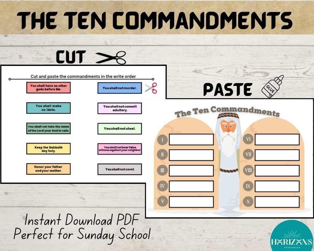 The Ten Commandments Printable, Bible Activity for Kids, Old Testament ...