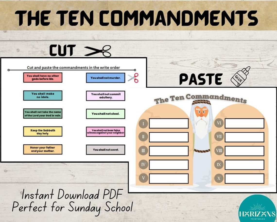 The Ten Commandments Printable Bible Activity for Kids Old - Etsy
