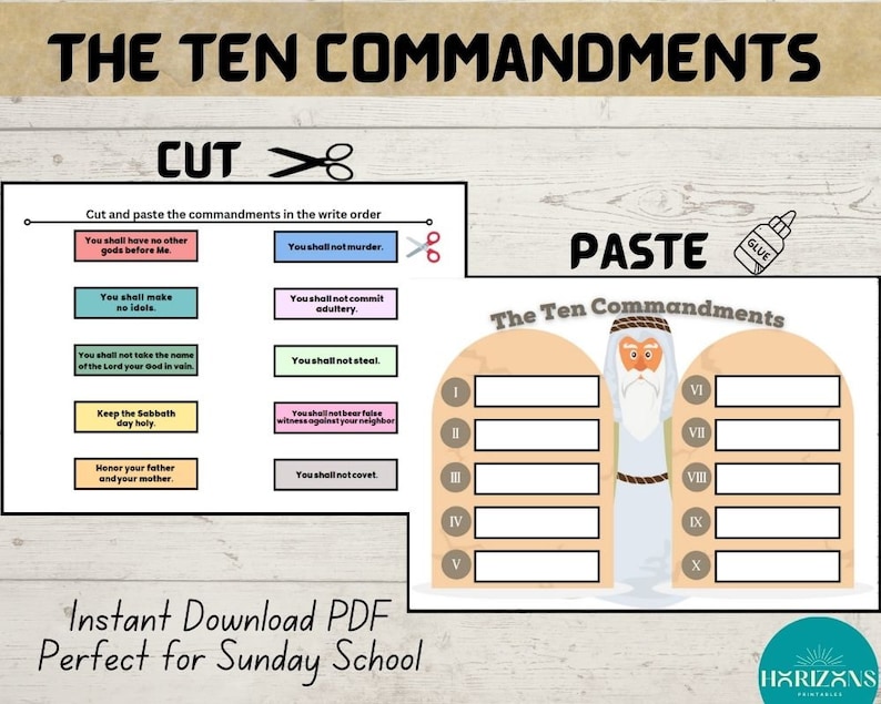 The Ten Commandments Printable, Bible Activity for Kids, Old Testament ...