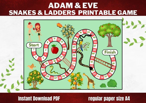 Adam and Eve Bible Story Game Activities for Kids Chutes - Etsy