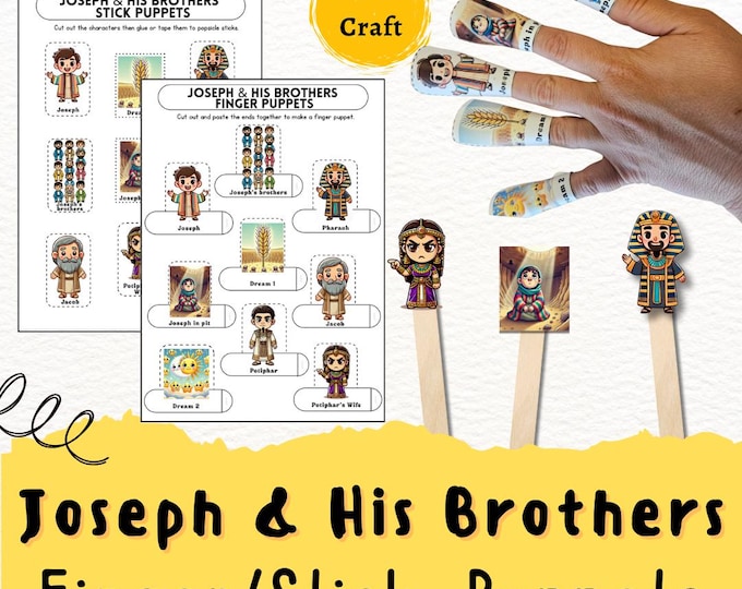 Joseph Bible Story Craft: Finger Puppets, Sunday School Activity, Bible ...