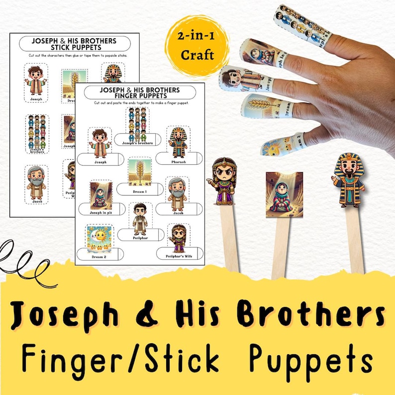 Joseph Bible Story Craft: Finger Puppets, Sunday School Activity, Bible ...