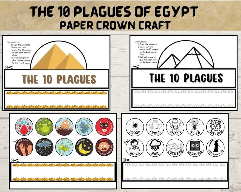 Ten Plagues of Egypt, Paper Crown, Activity Printable Kids Bible Craft ...