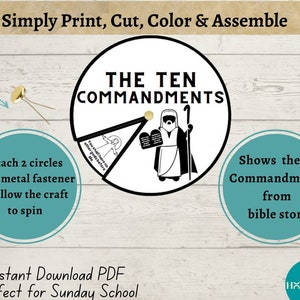 The Ten Commandments Printable, Sunday School Craft, Bible Story ...