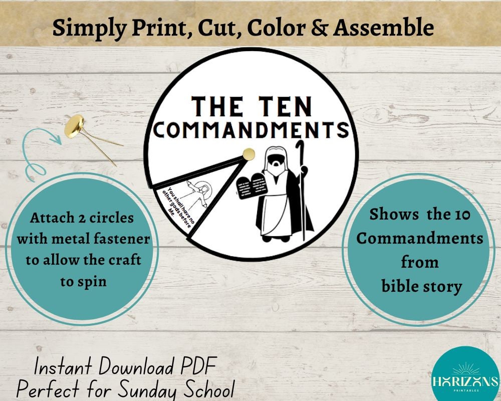 The Ten Commandments Printable, Sunday School Craft, Bible Story ...