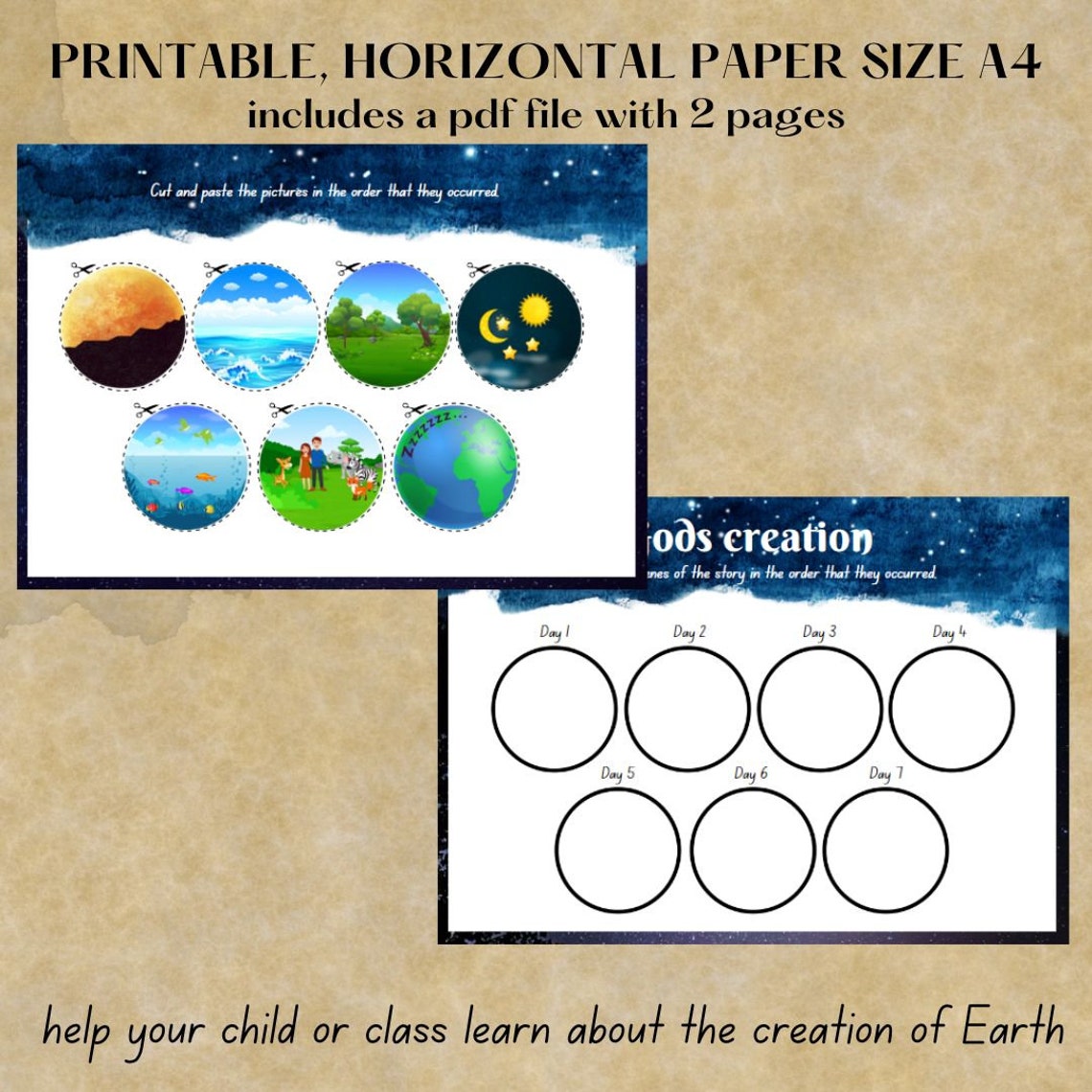 7 Days of Creation Printable, Bible Activity for Kids, Genesis Old ...