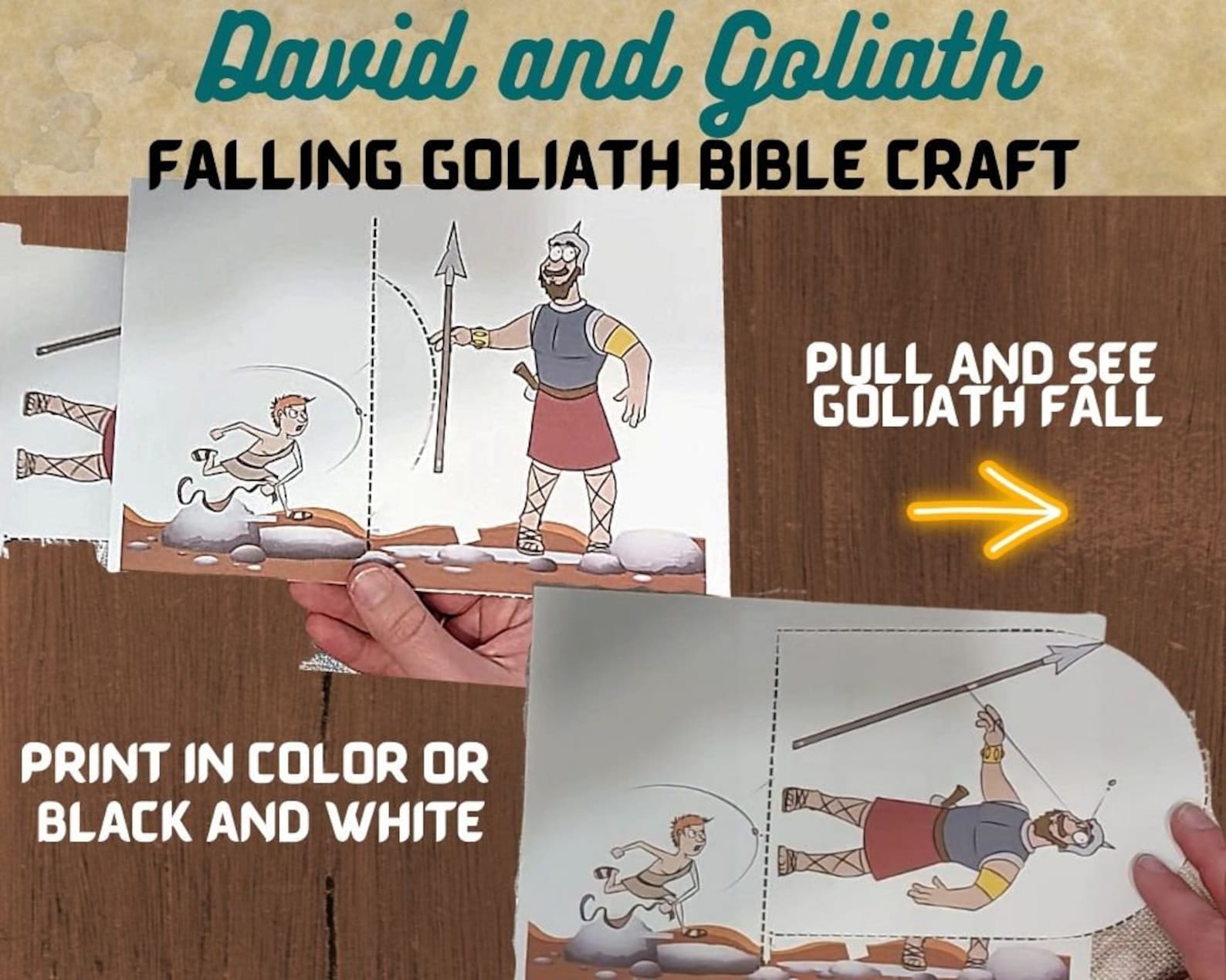 David and Goliath Printable, Sunday School Craft, Bible Story Activity ...